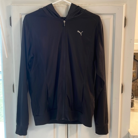 Puma | Tops | Puma Black Hoodie With Shimmery Hood Large | Poshmark